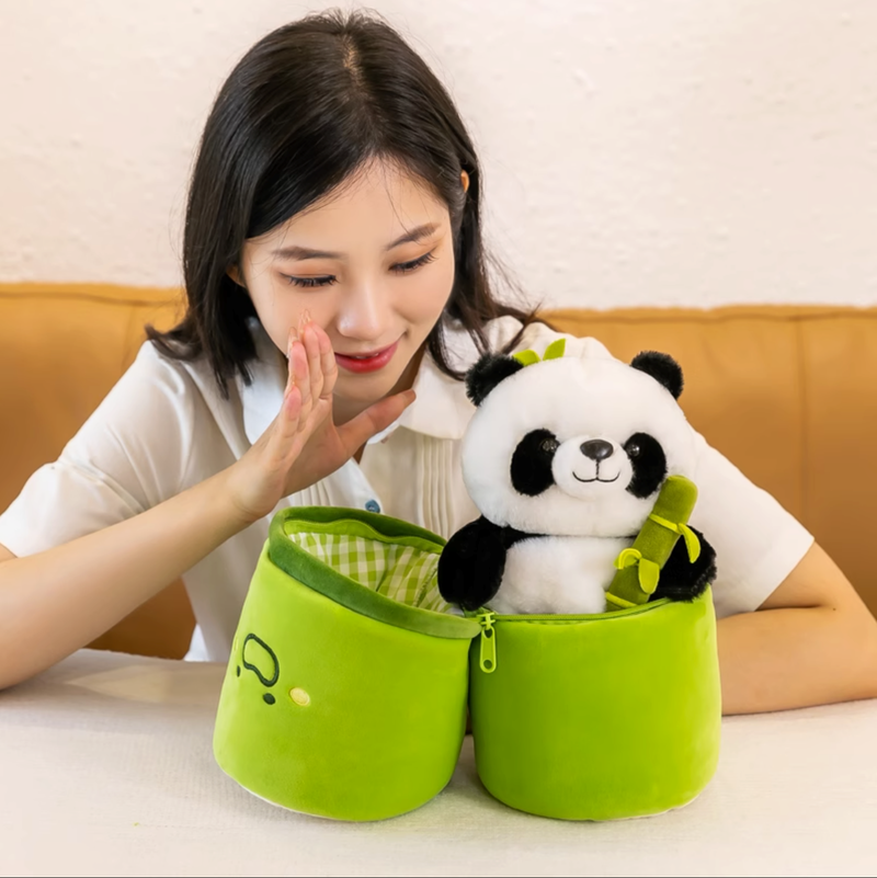Adorable Panda Plushie Inside Bamboo | Soft and Huggable Toy | omgkawaii
