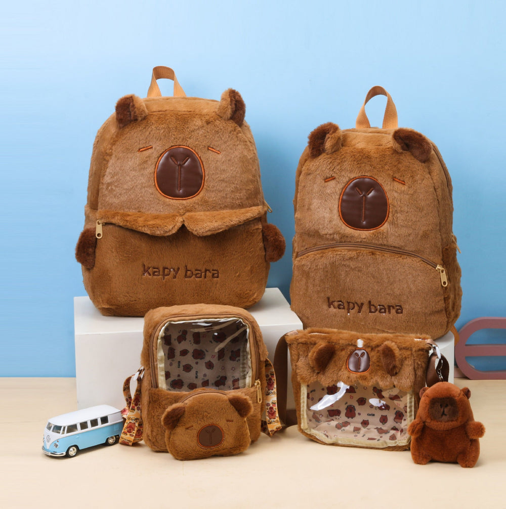 Cuddly Capybara Plush Backpack & Pouch Set | omgkawaii