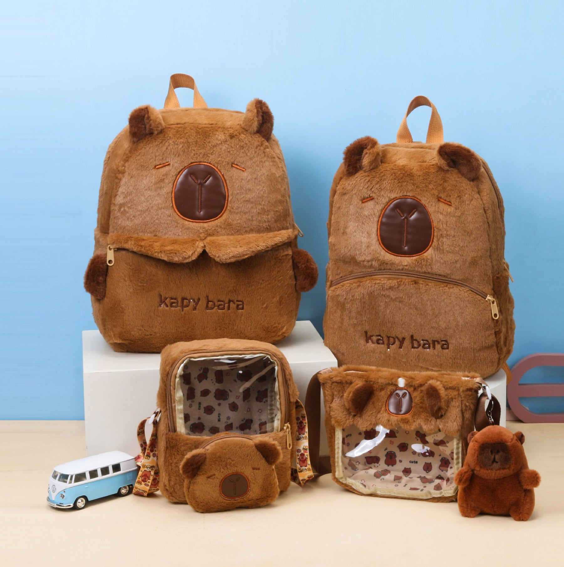 Cuddly Capybara Plush Backpack & Pouch Set | omgkawaii