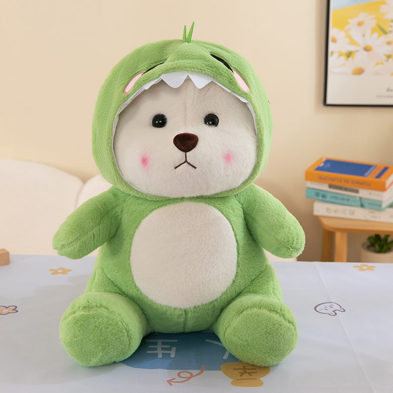 Snuggle Dino Buddy: Adorable Bear in Dinosaur Onesie Plushie | omgkawaii